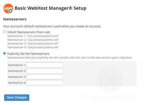 How To Configure Custom Name Servers In Whm Knownhost