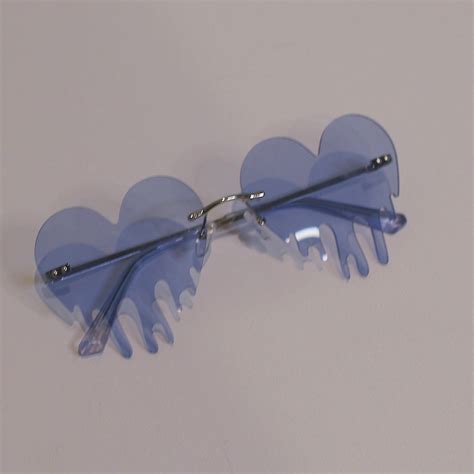 Heart Drip Glasses Light Blue Blue Glasses Heart Shaped Glasses