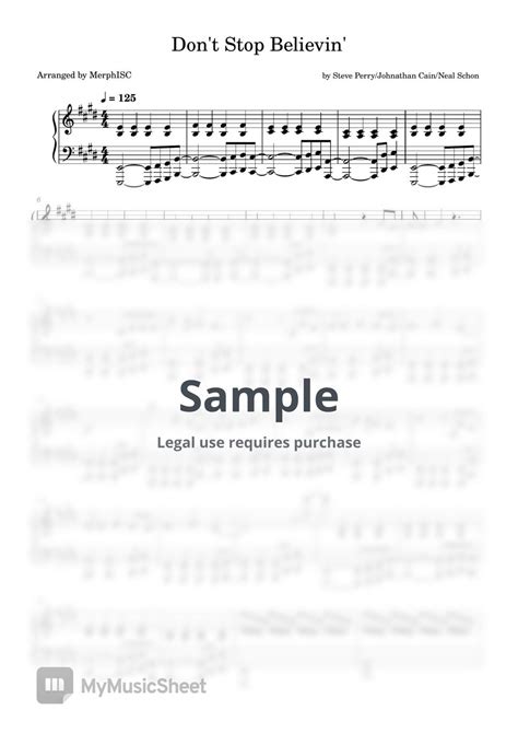 Journey Dont Stop Believin Sheet Music By Merphisc