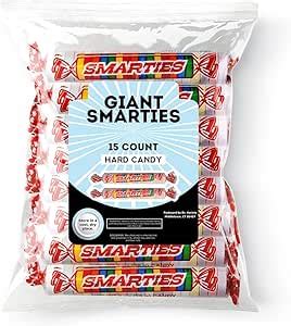 Giant Smartie Hard Candy Roll Assorted Flavors 15 Count Bulk Jumbo