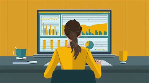 Woman Analyzing Data On Computer Stock Illustration Illustration Of