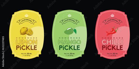 Pickle Label Design Spice Food Pickles Packaging Design Lemon Pickles