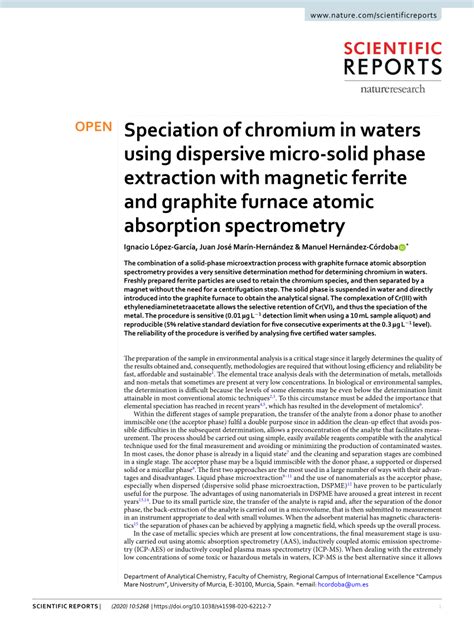 Pdf Speciation Of Chromium In Waters Using Dispersive Micro Solid