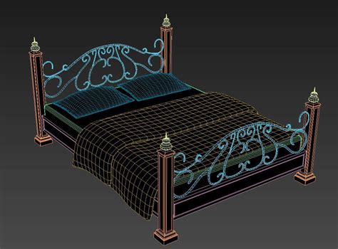3d Iron Double Bed Max File Cadbull