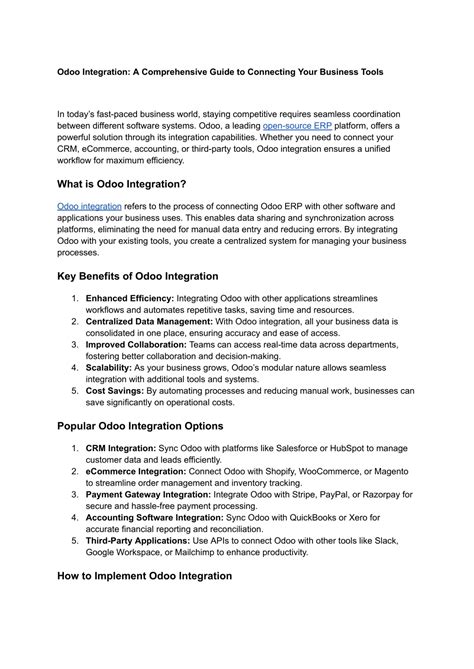 Ppt Odoo Integration A Comprehensive Guide To Connecting Your Business Tools Powerpoint