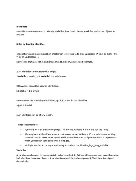 Python Identifiers And Variables Guide Pdf Boolean Data Type Data