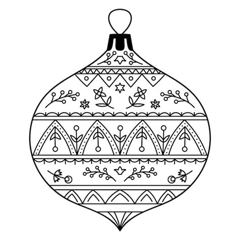 흑백 메리 크리스마스 일러스트 에스닉 모티프 공 색칠하기 책 페이지 프리미엄 벡터