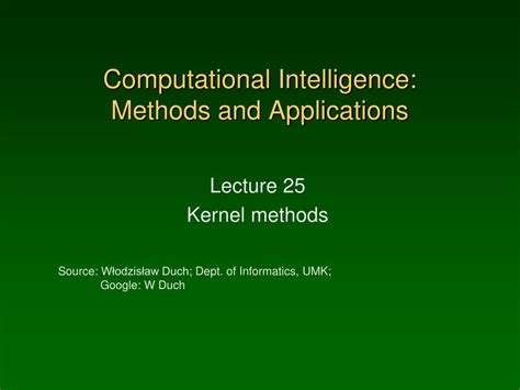 Ppt Computational Intelligence Methods And Applications Powerpoint