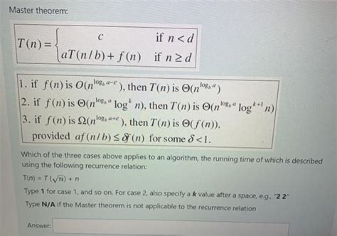 Solved Master theorem с I n if n Chegg