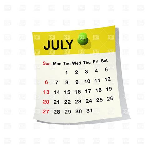 July Calendar Clip Art
