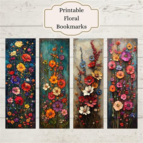 Printable Floral Bookmarks Vibrant Flower Designs Pdf Download Etsy