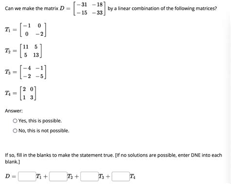 Solved Can We Make The Matrix D By A Linear Chegg Com