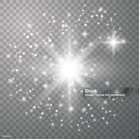 글로우 빛 효과 반짝 스타 버스트 벡터 일러스트입니다 빛나는 빛 버스트 폭발 투명 레이 반짝 멋진 효과 장식 벡터 일러스트 레이 션 밝은 별입니다 공휴일에 대한 스톡 벡터