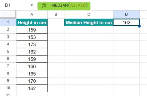 MEDIAN Google Sheets Function Formula How To Use