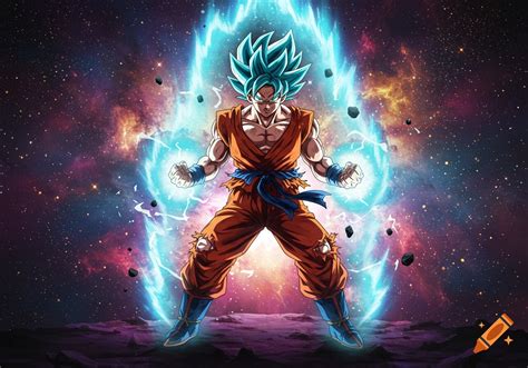 Goku In Super Saiyan 3 Form With Golden Aura And Lightning Stands