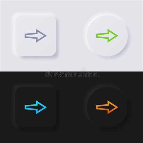 Arrow Icon Set Multicolor Neumorphism Button Soft Ui Design Stock Vector Illustration Of