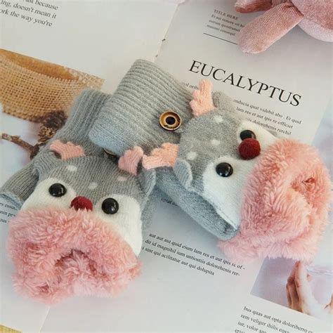 Badu Bg Анимационни ръкавици с елени за деца Зимни топли плюс кадифени удебелени детски ръкавици