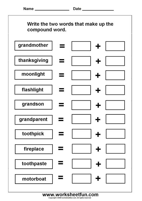 Compound Words Worksheet