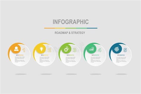 Infographic Element Template Business Concept With 5 Steps Multi Color Minimal Oval Shape