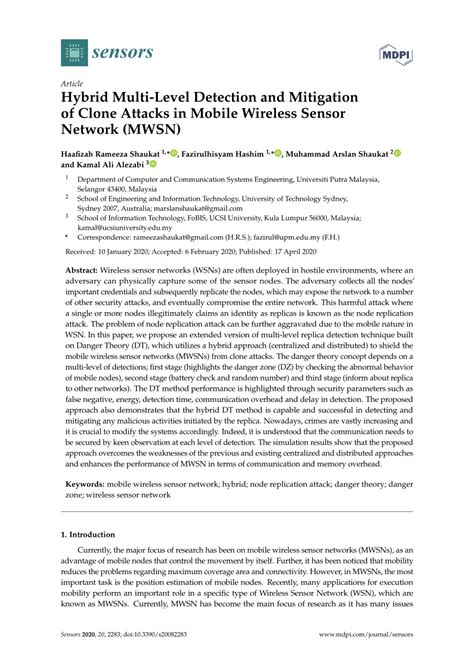 Pdf Hybrid Multi Level Detection And Mitigation Of Clone Attacks In
