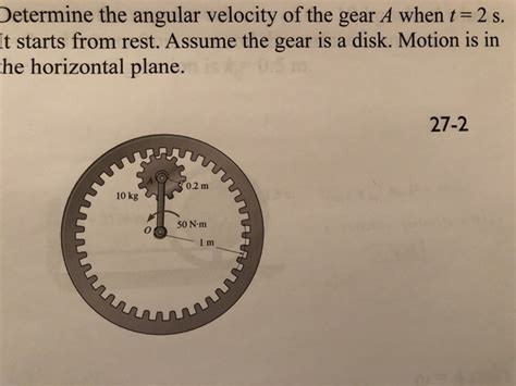 Solved Determine The Angular Velocity Of The Gear A When T 2
