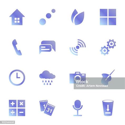 표준 응용 프로그램에 대 한 아이콘의 집합입니다 원래 파란색에서 스타일입니다 흰색 바탕에 벡터입니다 0명에 대한 스톡 벡터 아트