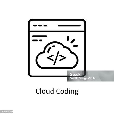 클라우드 코딩 벡터 개요 아이콘 디자인 그림입니다 흰색 배경에 클라우드 컴퓨팅 기호 Eps 10 파일 개념에 대한 스톡 벡터 아트 및 기타 이미지 Istock