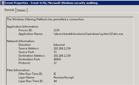 event id 5156 filtering platform connection repeated security log
