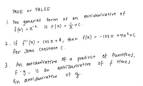 Answered True Or False Antiderivative Of General Bartleby