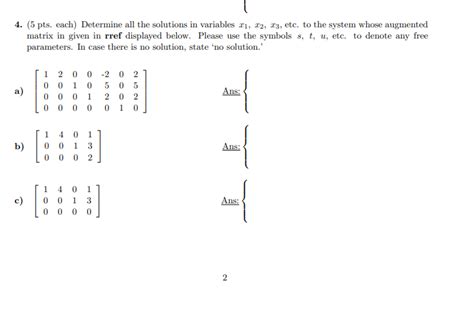Solved Pts Each Determine All The Solutions In Chegg Com