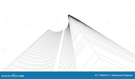 Abstract 3d Building Wireframe Structure Illustration Construct Stock