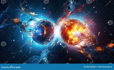Subatomic Proton Particle Collision Nuclear Fusion Concept Stock