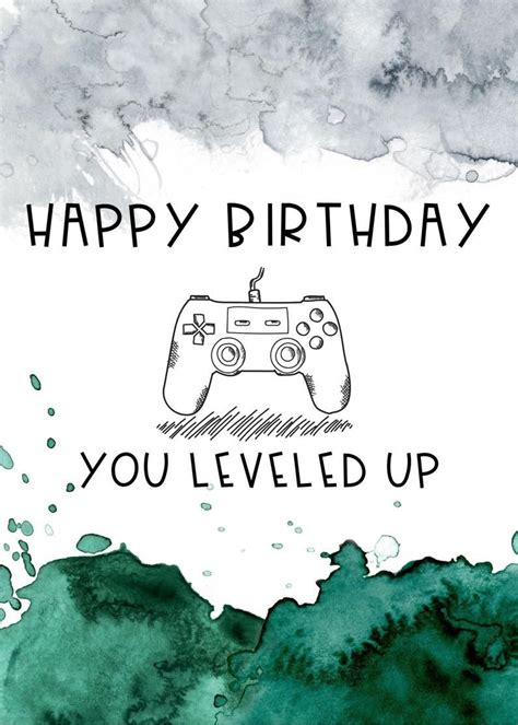 Gamers Birthday Card Happy Birthday You Leveled Up Click Etsy Happy