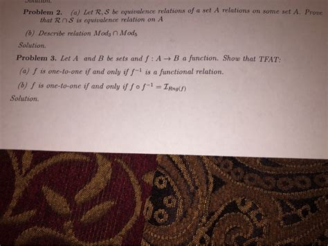 Solved Problem A Let R S Be Equivalence Relations Of A Chegg Com