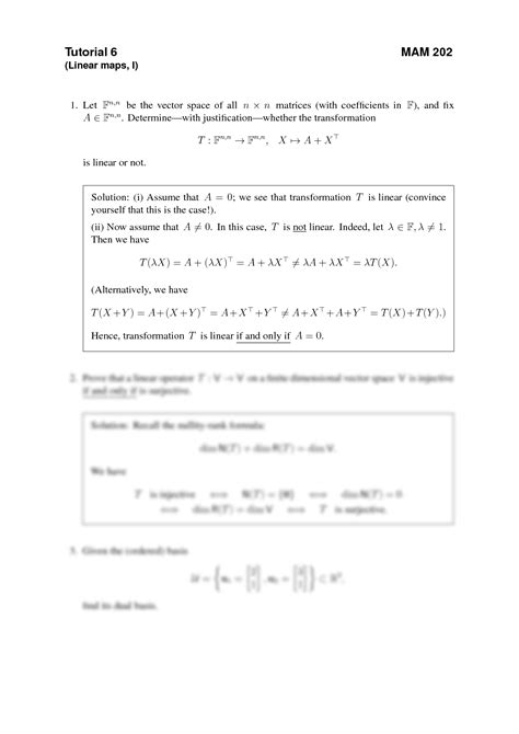 SOLUTION Linear Algebra Linear Maps Practice Examples With Solutions Studypool