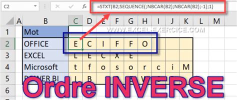 comment inverser un mot dans excel