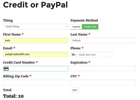 Caldera Forms Credit Card Fields WordPress Form Builder Caldera Forms