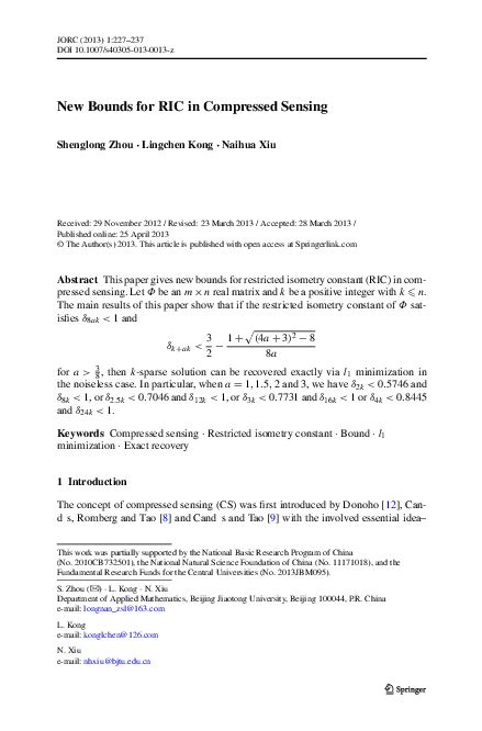 pdf new bounds for ric in compressed sensing