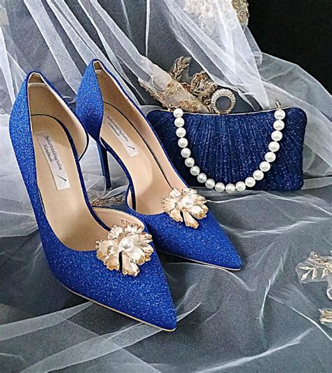Blue Sparkle Wedding Shoes