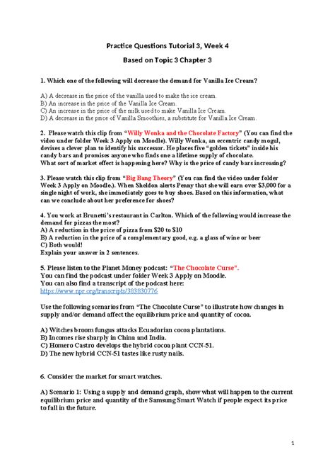 Practice Questions Tutorial 3 Week 4 Topic 3 Chapter 3 Practice Questions Tutorial 3 Week 4