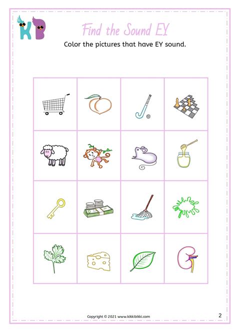 Introduction To Ey Sound Find The Sound Worksheets