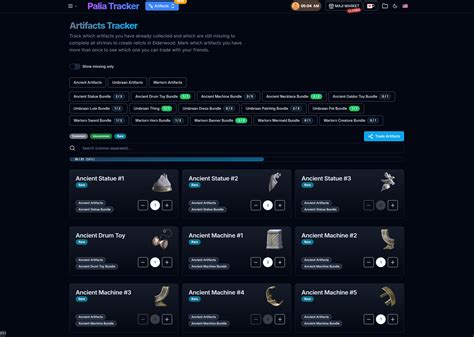 Artifacts Tracker Palia Tracker Palia Tracker