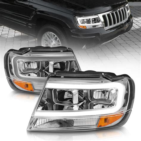 Anzo Usa Crystal Plank Style Headlights For 99 04 Jeep Grand Cherokee