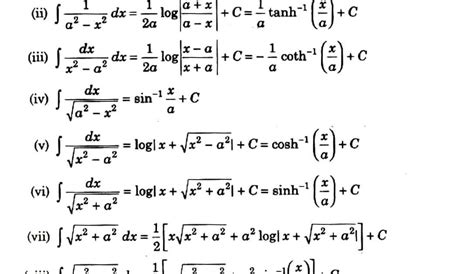 Update Ans Important Integration Formulas Class 12 Math