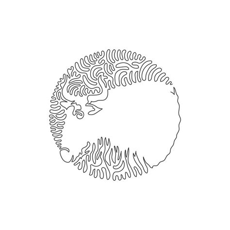 Continuous One Curve Line Drawing Of Herbivores Mammal Abstract Art In Circle Single Line