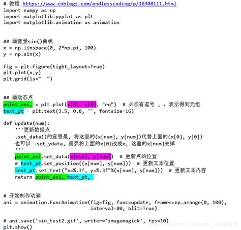 Python Animation 画动态图形绘制一个圆点沿曲线运动的动画并时刻显示圆点的坐标位置 Csdn博客