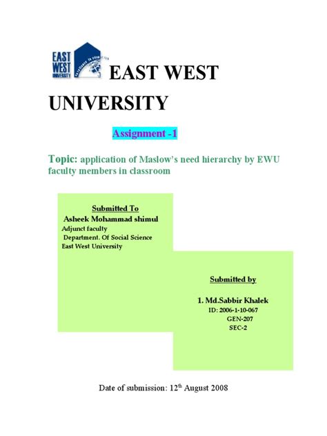 East West University Assignment 1 Pdf
