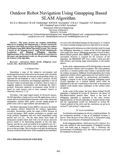 outdoor robot navigation using gmapping based slam algorithm pdf robot robotics