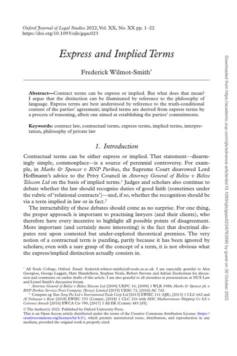 Pdf Express And Implied Terms