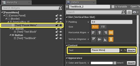 creating a pause menu unreal engine documentation